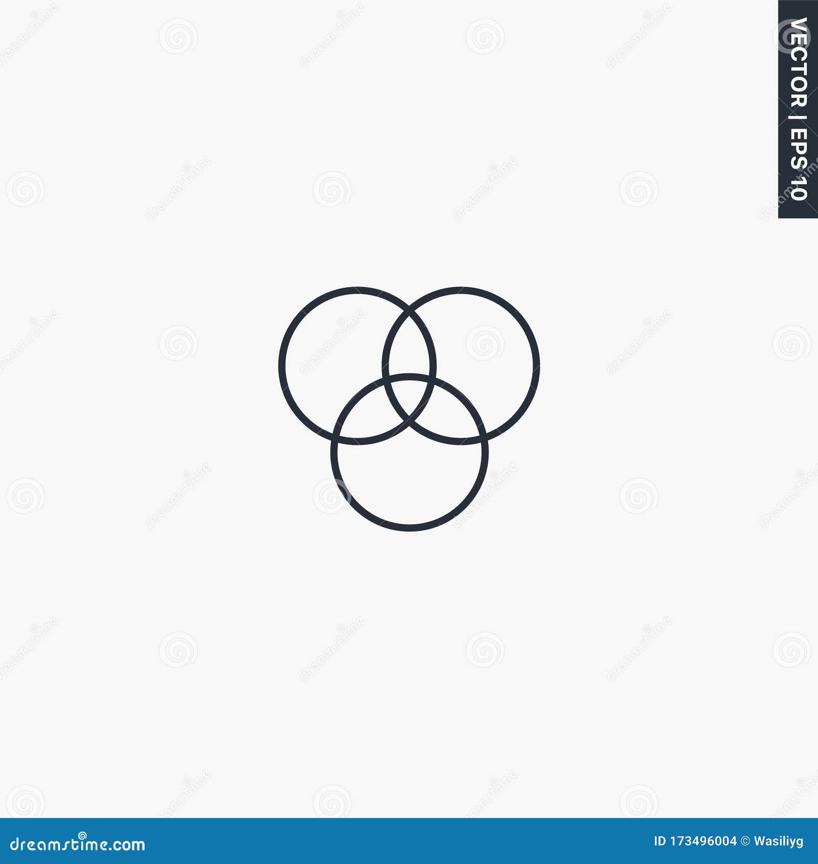 Three Interconnected Circles, Linear Style Sign for Mobile Concept and ... Three Interconnected Circles, Linear Style Sign for Mobile Concept and ...