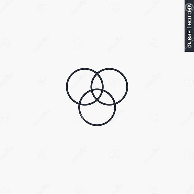 Three Interconnected Circles, Linear Style Sign for Mobile Concept and ...