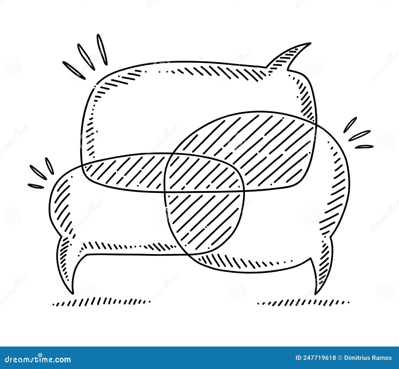 Three Interconnected Speech Bubbles in Black Stock Vector ...