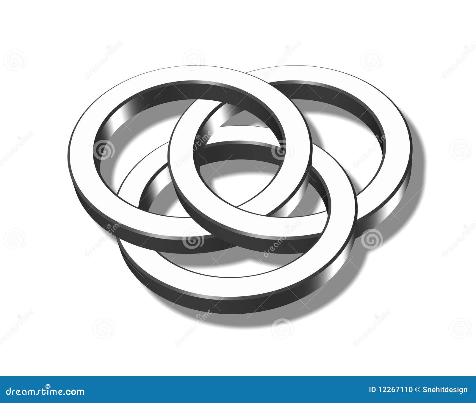 Three Interlaced Metal Rings Stock Illustration - Illustration of ...