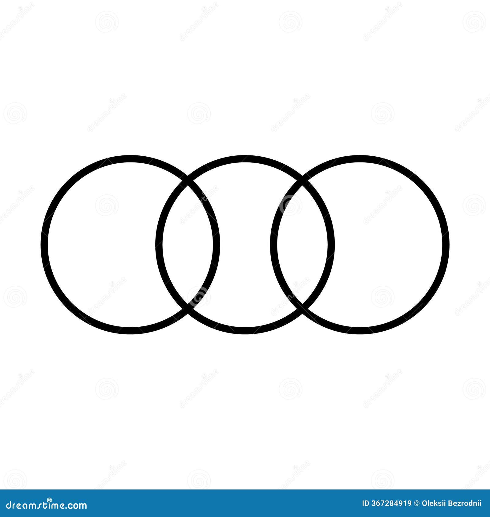 Three Interlocking Rings Simple Black Silhouette. Cartoon Vector ...