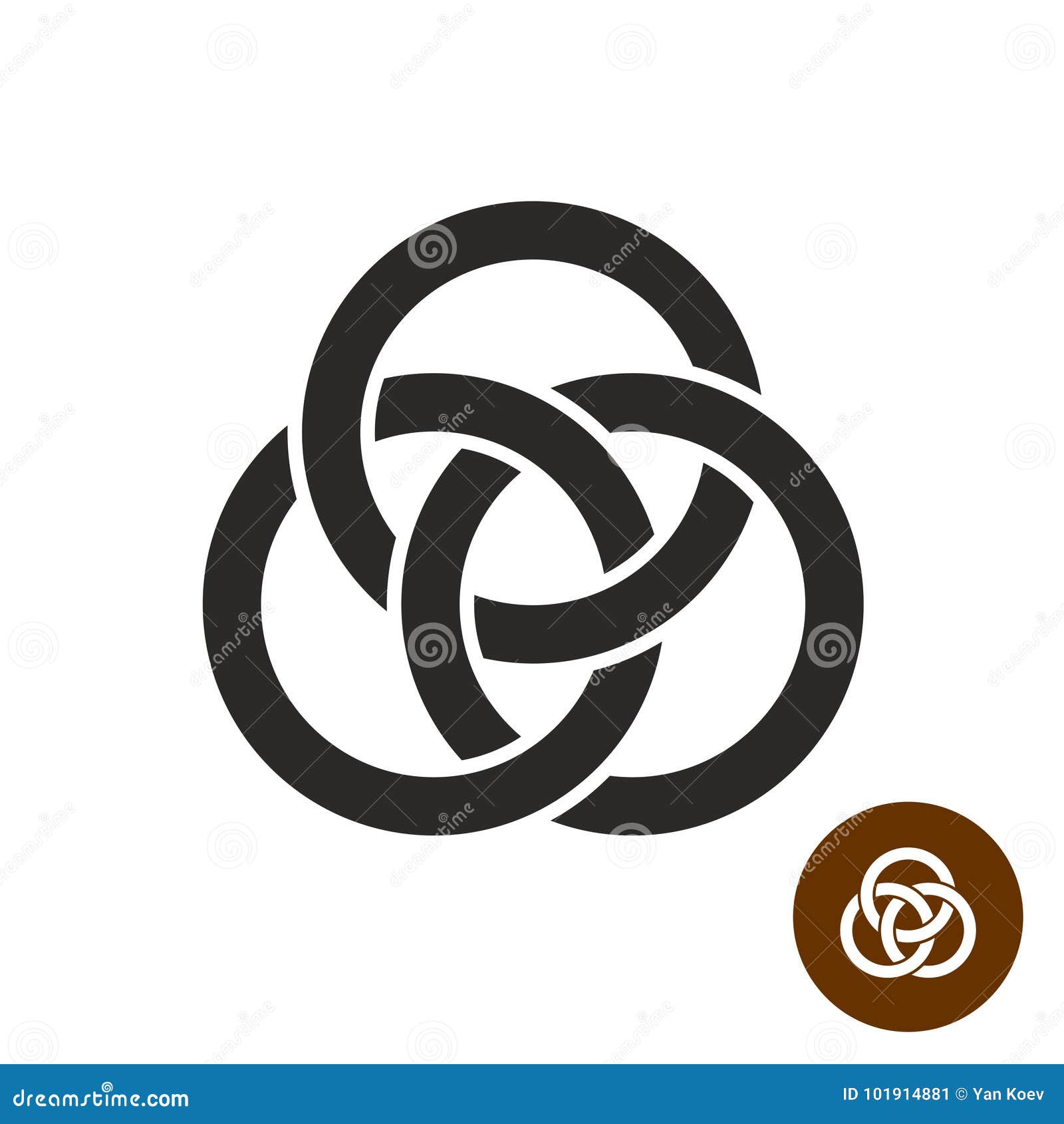 Three Interlocking Rings Simple Black Silhouette. Stock Vector ...