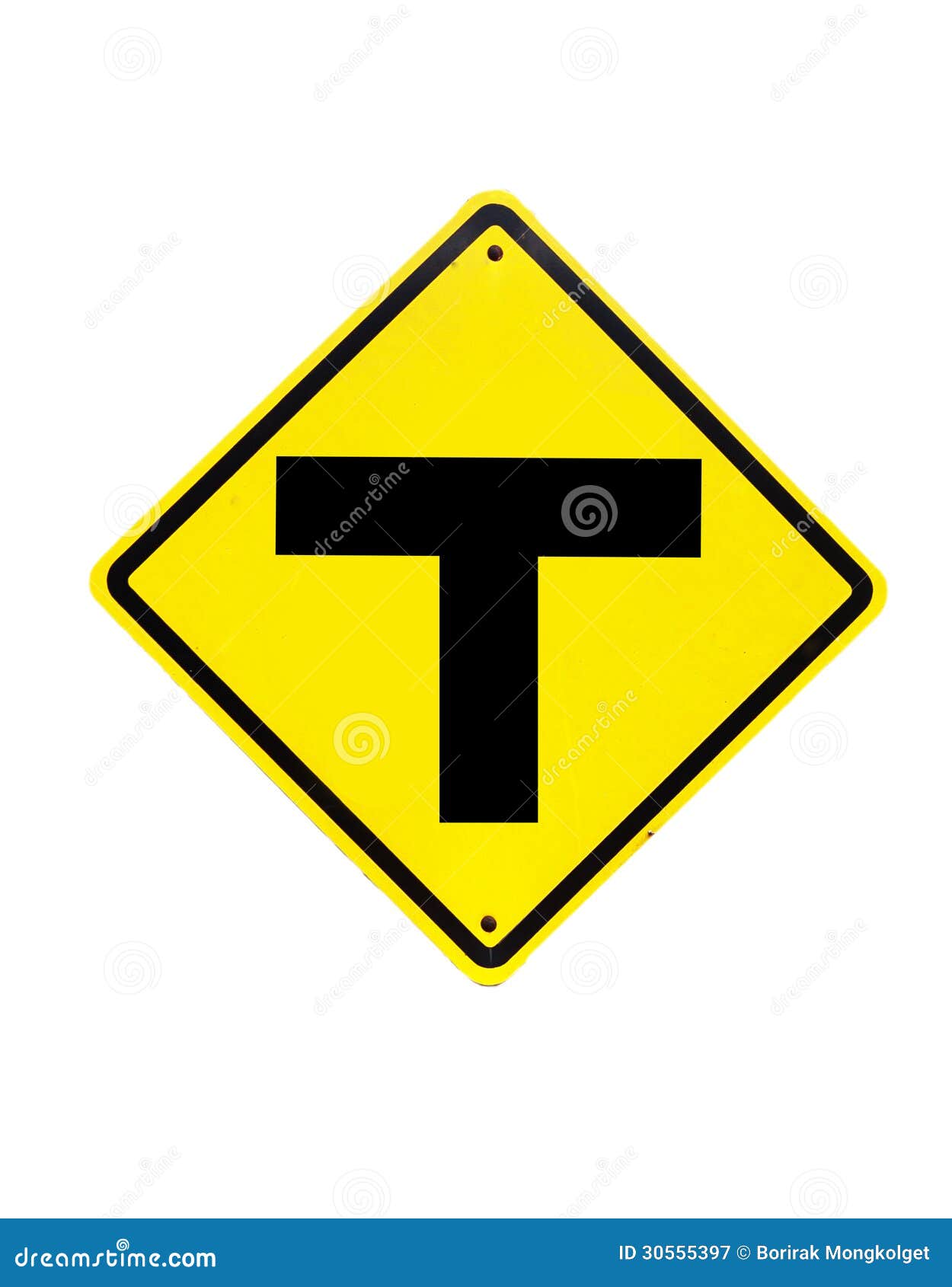 The Three Intersection Traffic Sign Stock Illustration - Illustration ...