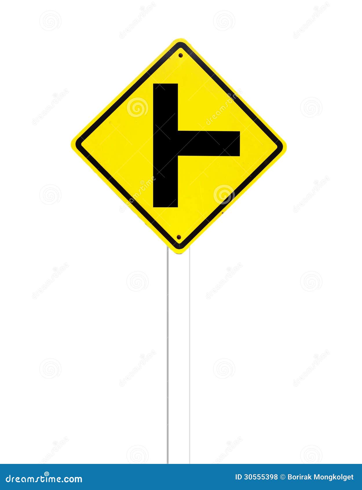 The Three Intersection Traffic Sign Stock Photo - Image of sign, empty ...