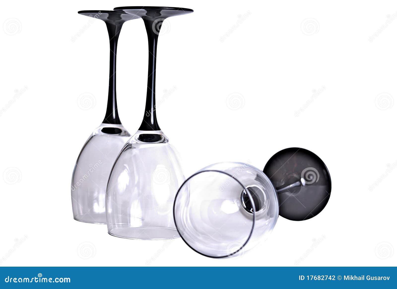 Three Inverted Empty Wine Glass. Stock Photo - Image of isolated ...
