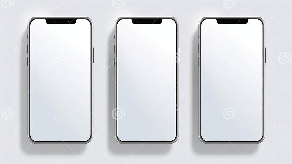 Three Iphones on White Surface, Side by Side Comparison of Apples ...