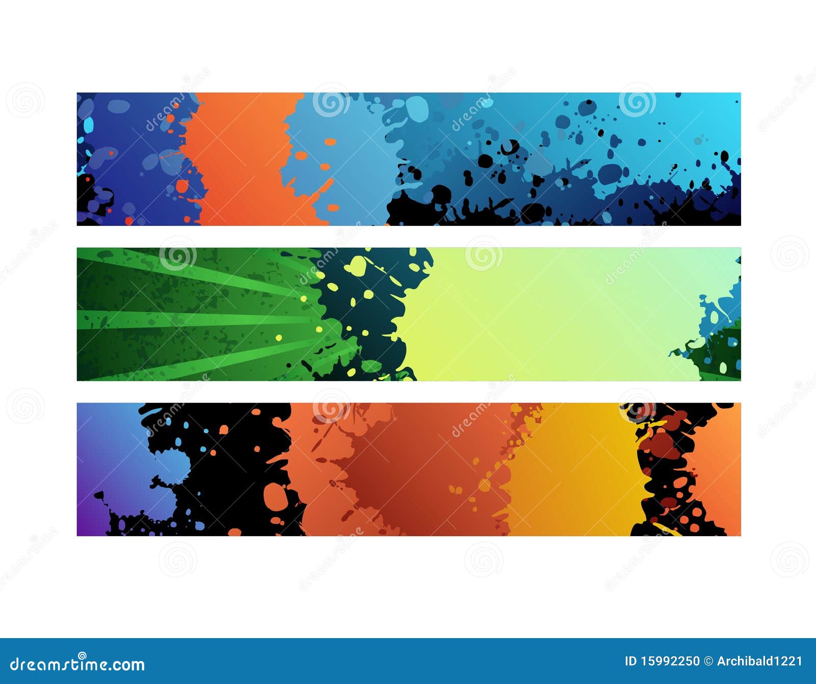 Three isolated banners stock vector. Illustration of background - 15992250