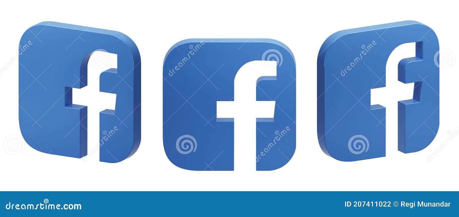 Three Isolated Blue Facebook Logo 3d Render Icon Design Asset in ...