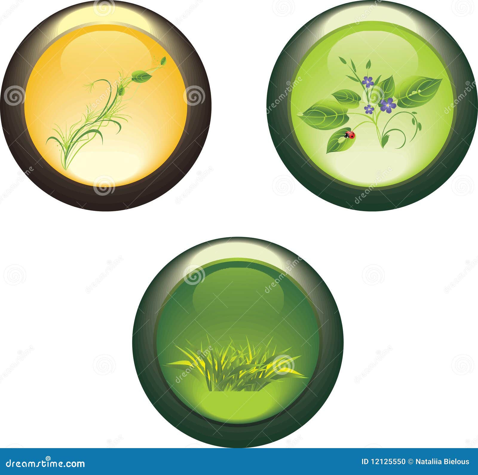 Three Isolated Buttons with Spring Compositions Stock Vector ...
