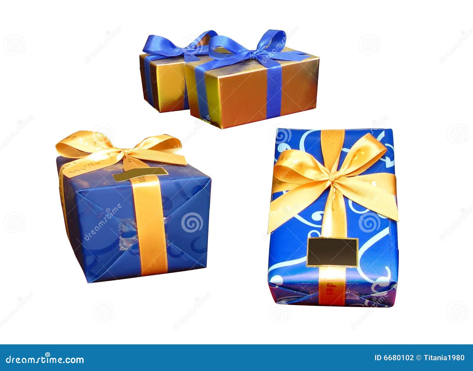 Three isolated gift boxes stock photo. Image of xmas, present - 6680102