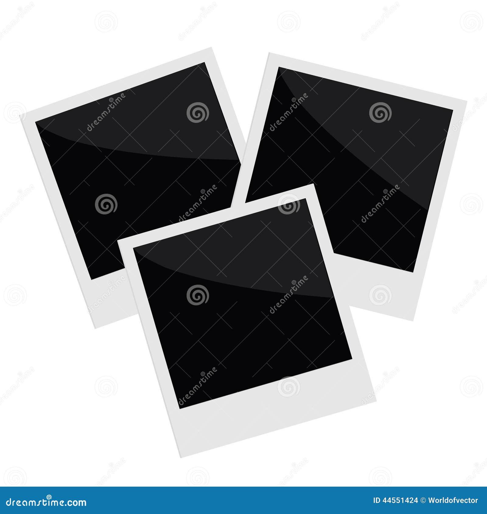 Three Isolated Instant Photo in Flat Design Style Stock Vector ...