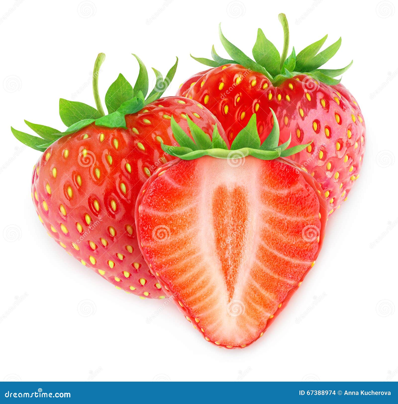 Three Isolated Strawberries Stock Photo - Image of bunch, white: 67388974
