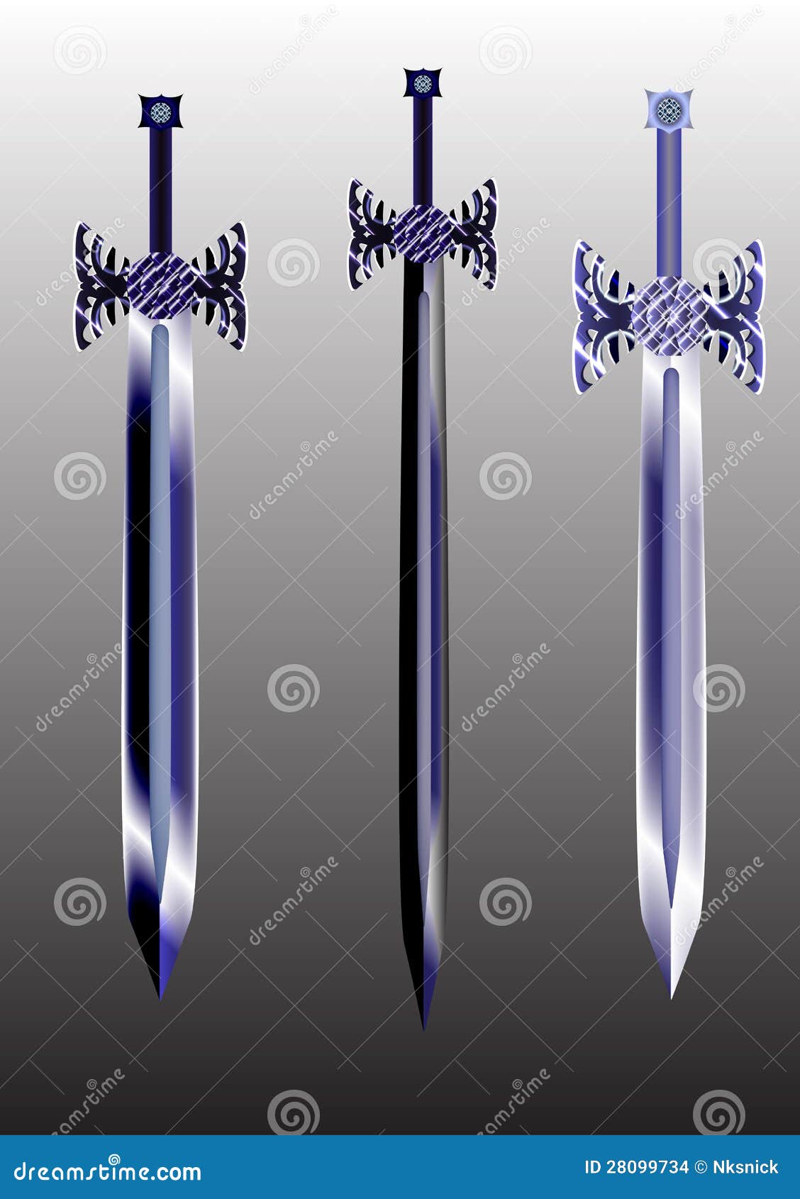 Three isolated swords stock vector. Illustration of edge - 28099734