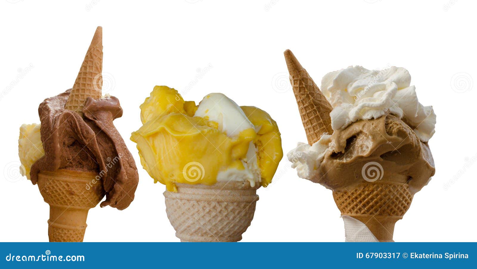 Three Italian Ice Creams in the Waffle Cone Stock Image - Image of ...