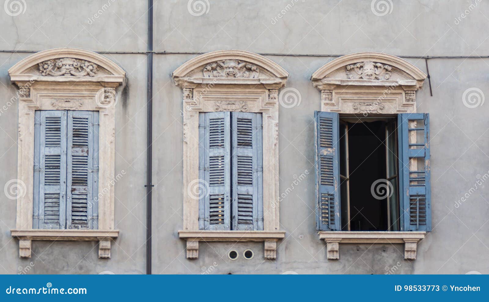 Three Italian Style Windows Stock Image - Image of city, contemporary ...