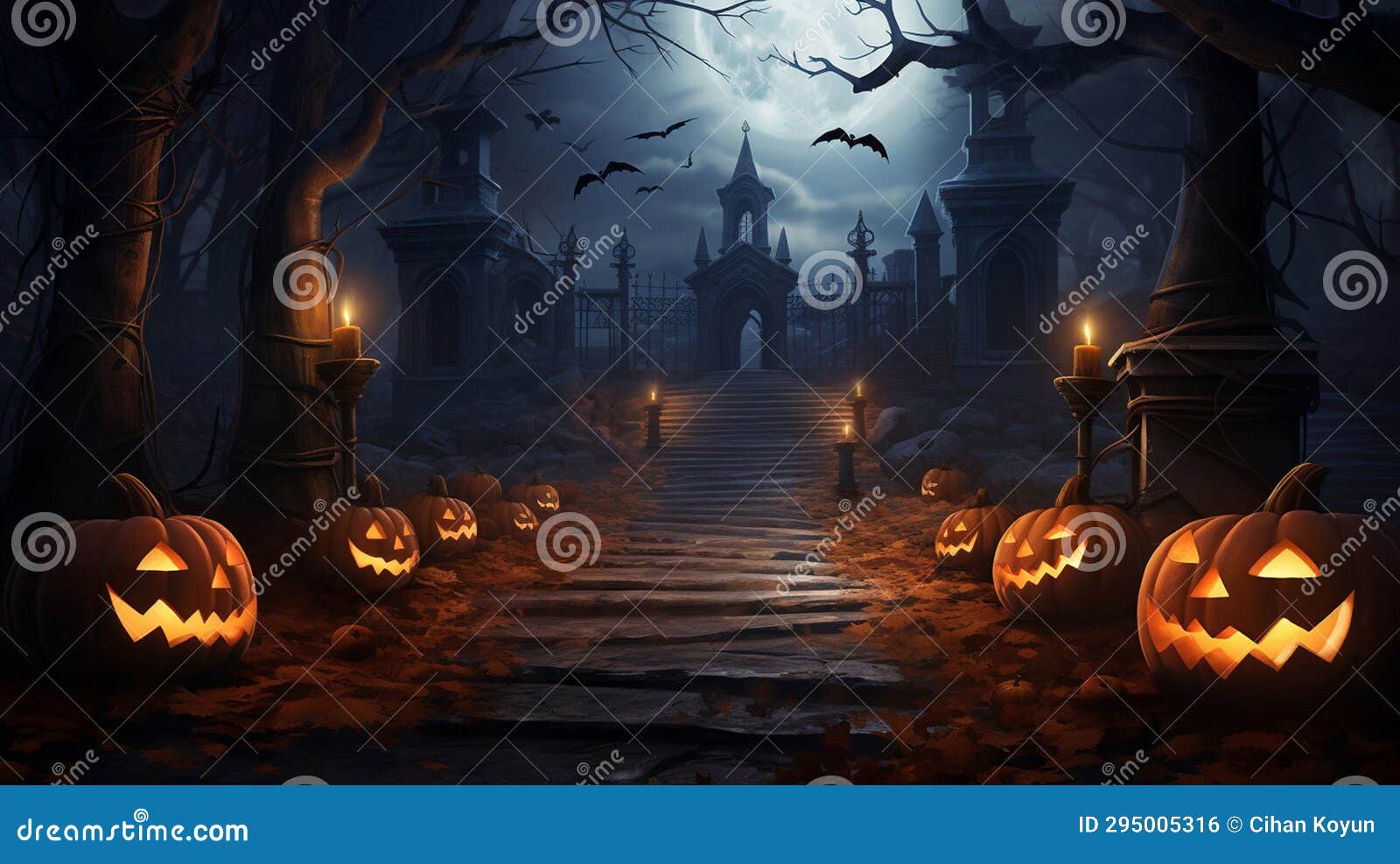 Three Jack O Lantern at Dark Stock Illustration - Illustration of ...
