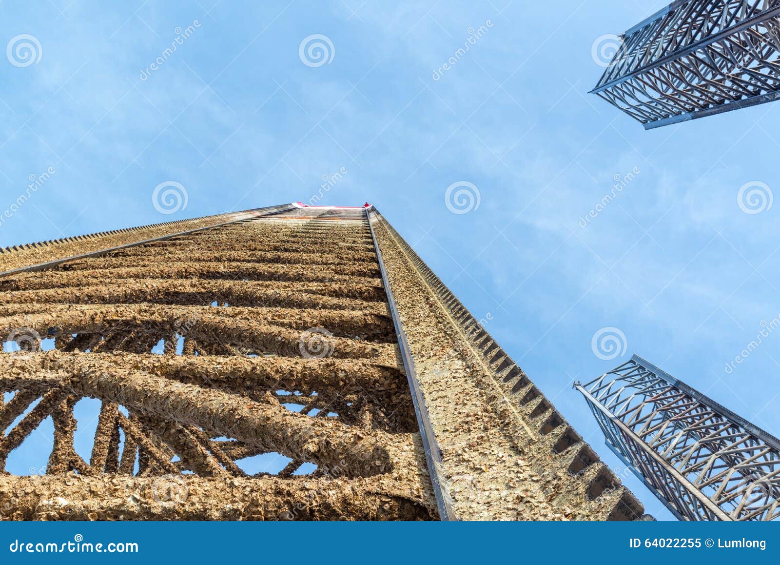 Three Jack Up Oil Rig Leg with Blue Sky when almost Fully Up by Stock ...