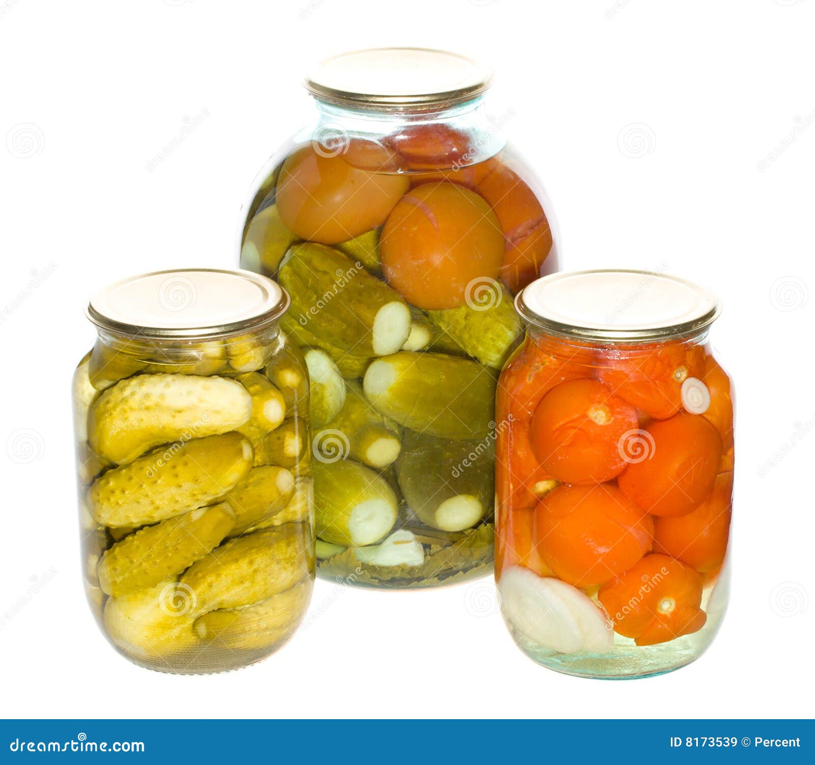 Three Jar with Cucumbers and Tomatoes Stock Image - Image of container ...