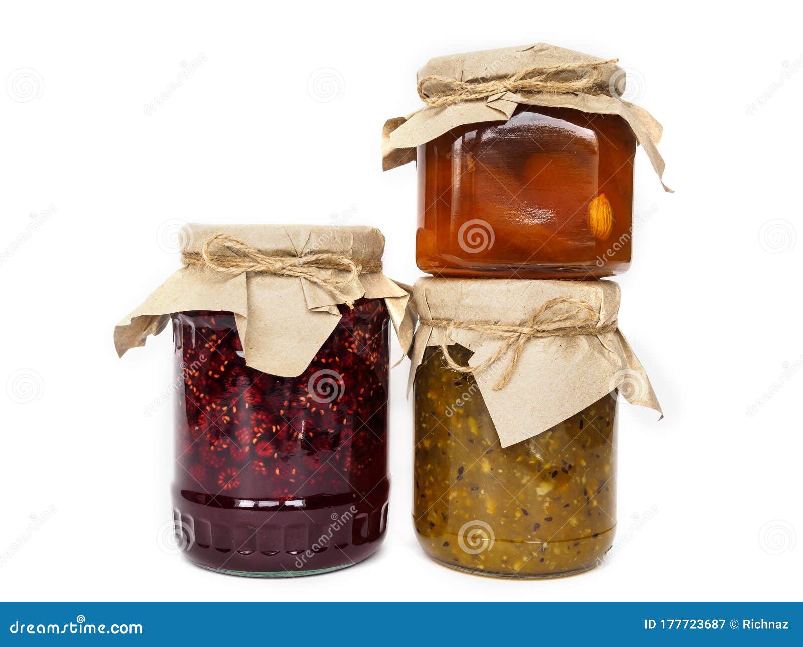 Three Jars Of Fruit Jam Standing In A Row Royalty-Free Stock Image ...