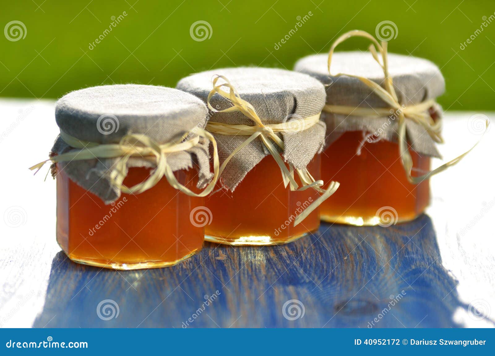 Three Jars Full of Delicious Fresh Honey Stock Photo - Image of food ...