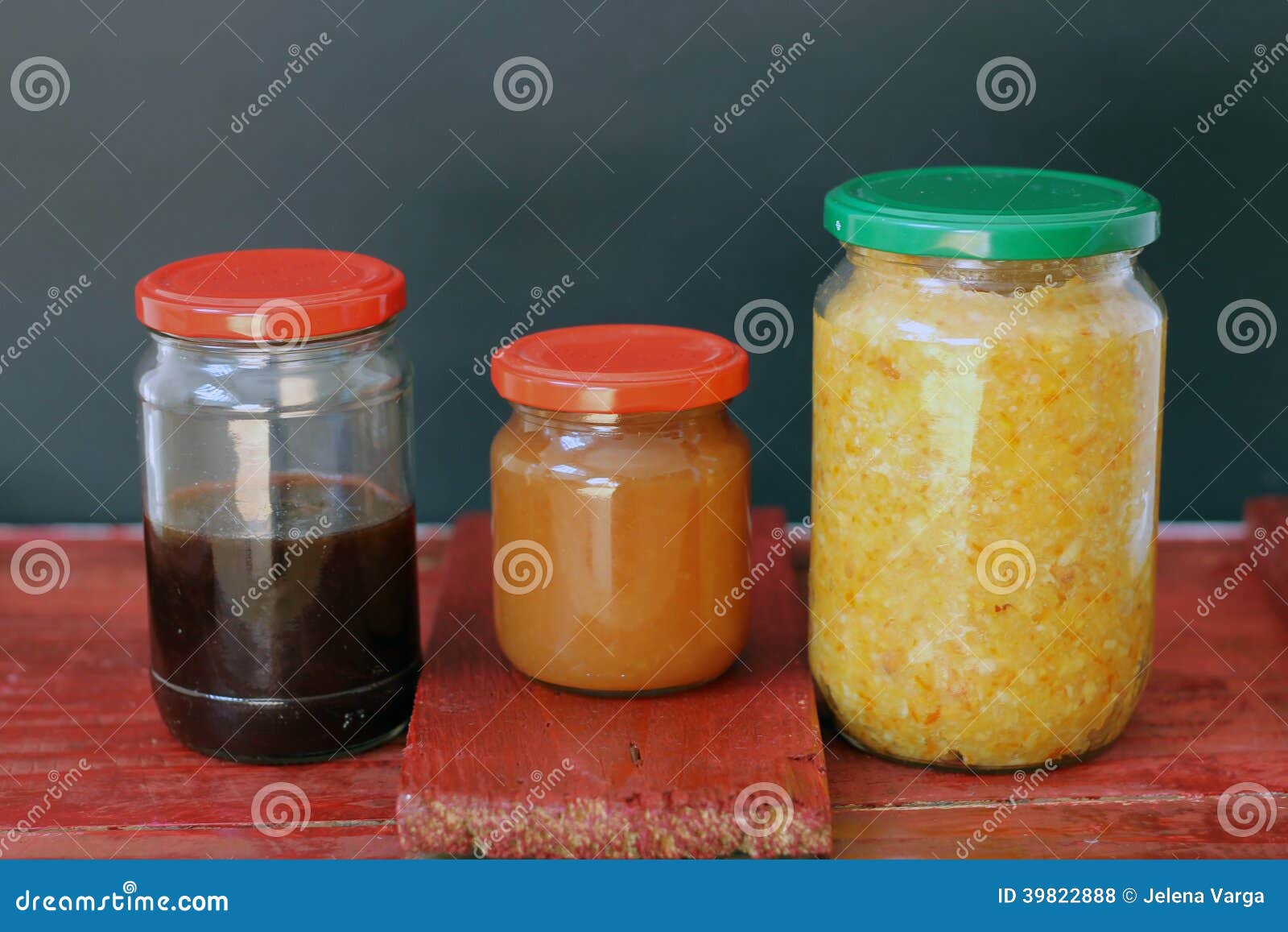 Three Jars With Greek Yoghurt And A Crispy French Baguette Stock Image ...