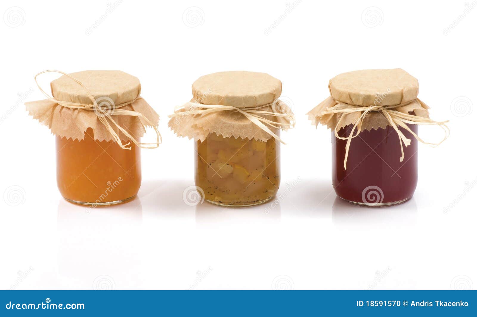 Three jars of jam stock photo. Image of dessert, orange - 18591570