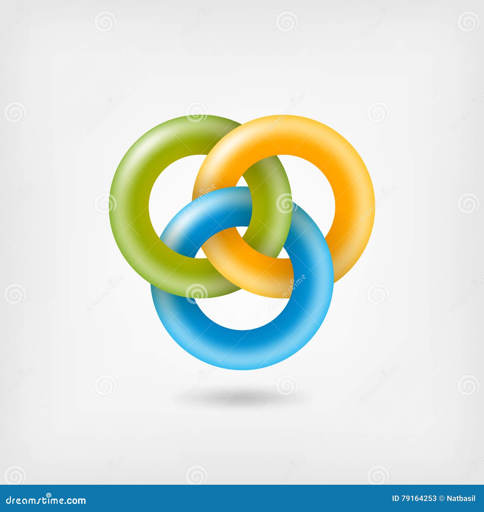 Three Interlocking Rings Simple Black Silhouette. Cartoon Vector ...