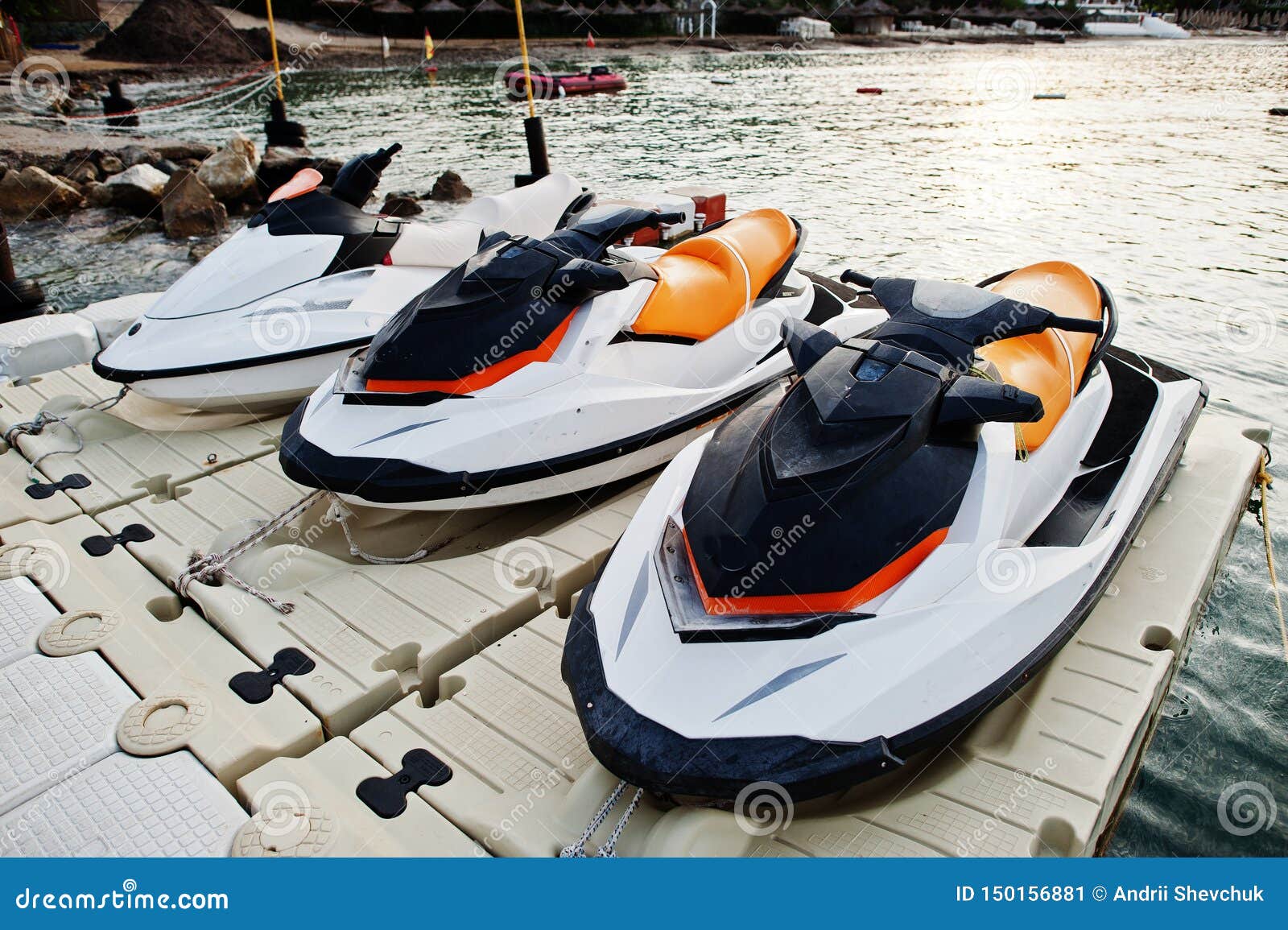 Three Jet Ski on a Calm Blue Sea of Bodrum, Turkey Stock Image - Image ...