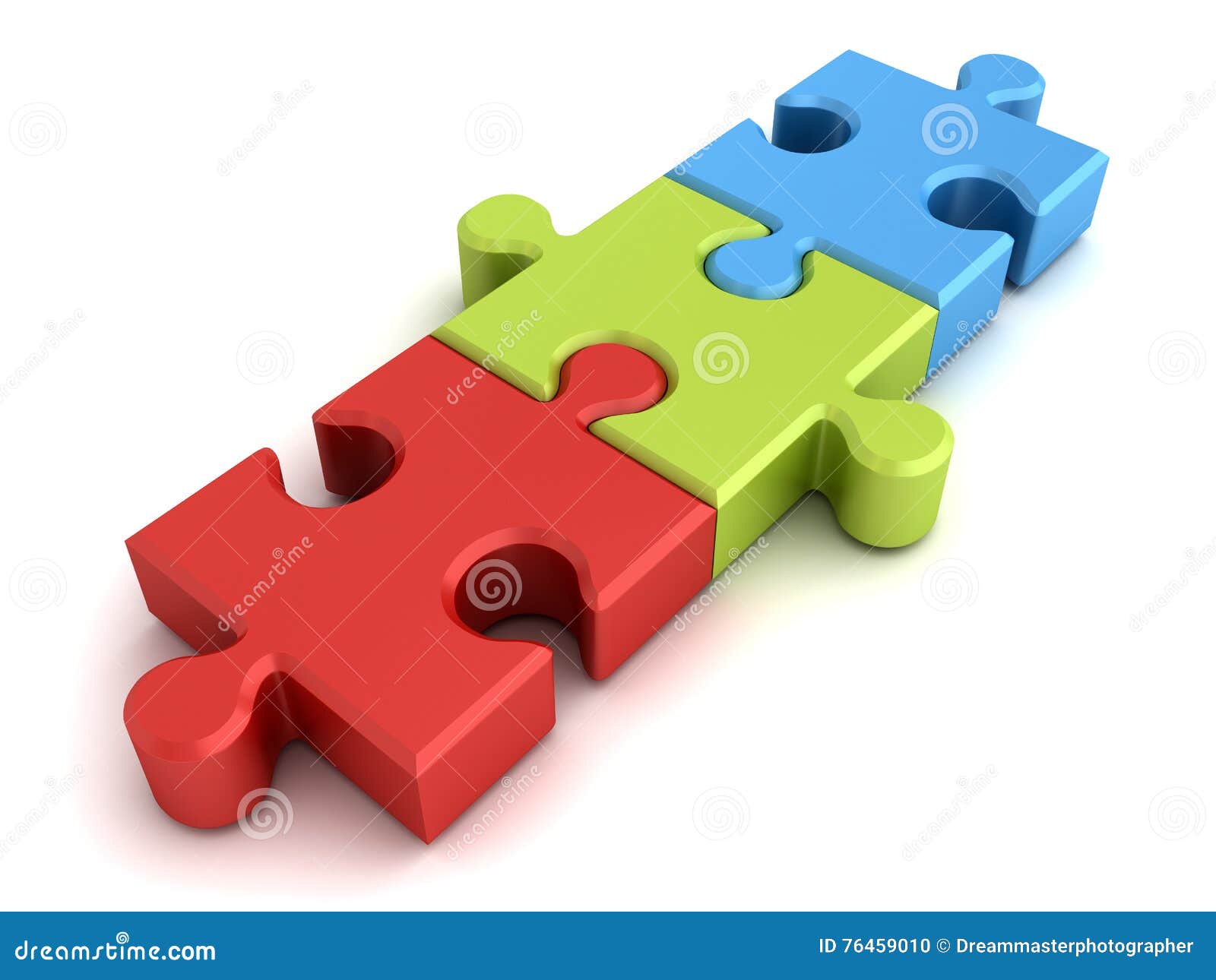 Three Jigsaw Puzzle Pieces Concept on White Stock Illustration ...