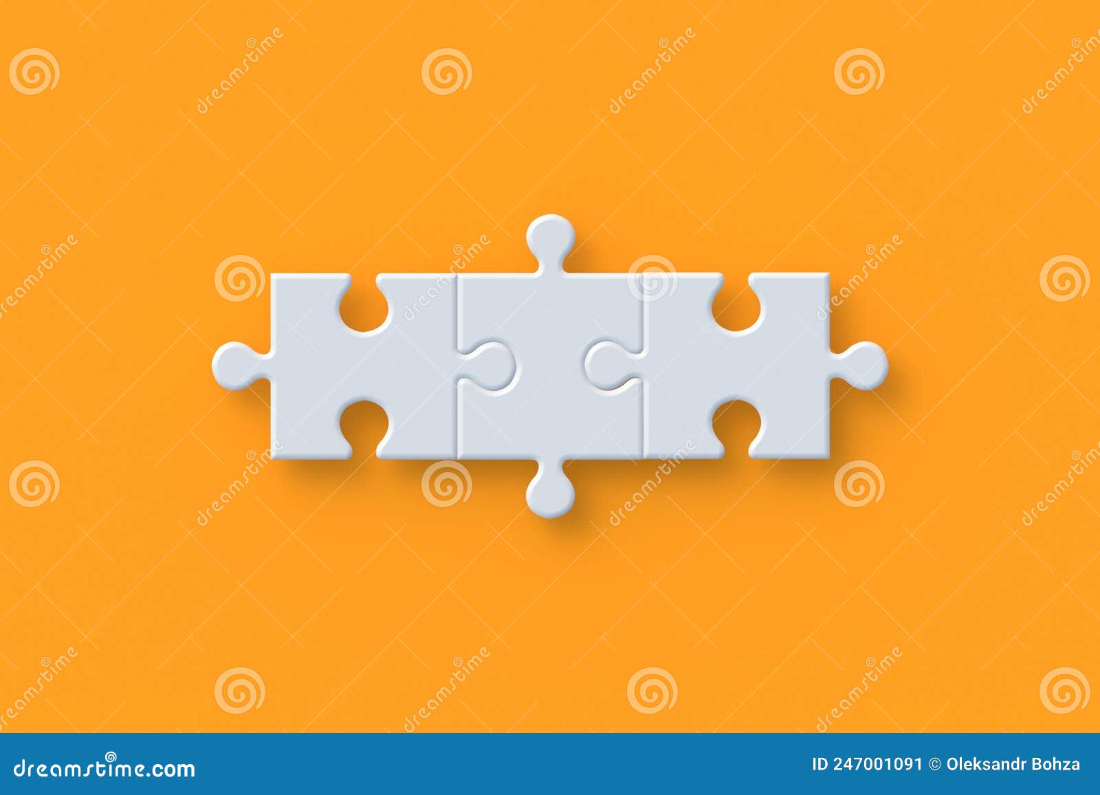 Three Jigsaw Puzzle Pieces on Orange Background Stock Illustration ...