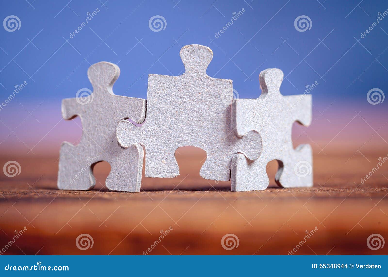 Three Jigsaw Puzzle Pieces On A Table Royalty-Free Stock Image ...