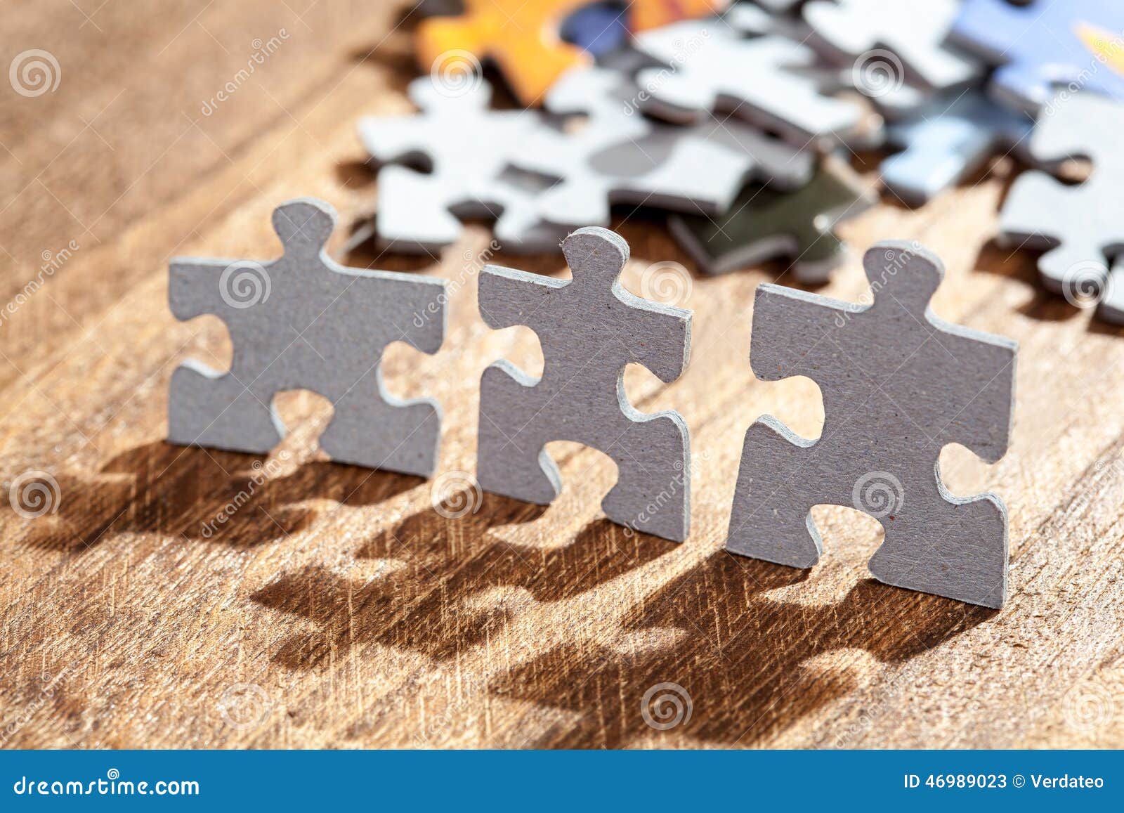 Three Jigsaw Puzzle Pieces On A Table Royalty-Free Stock Image ...