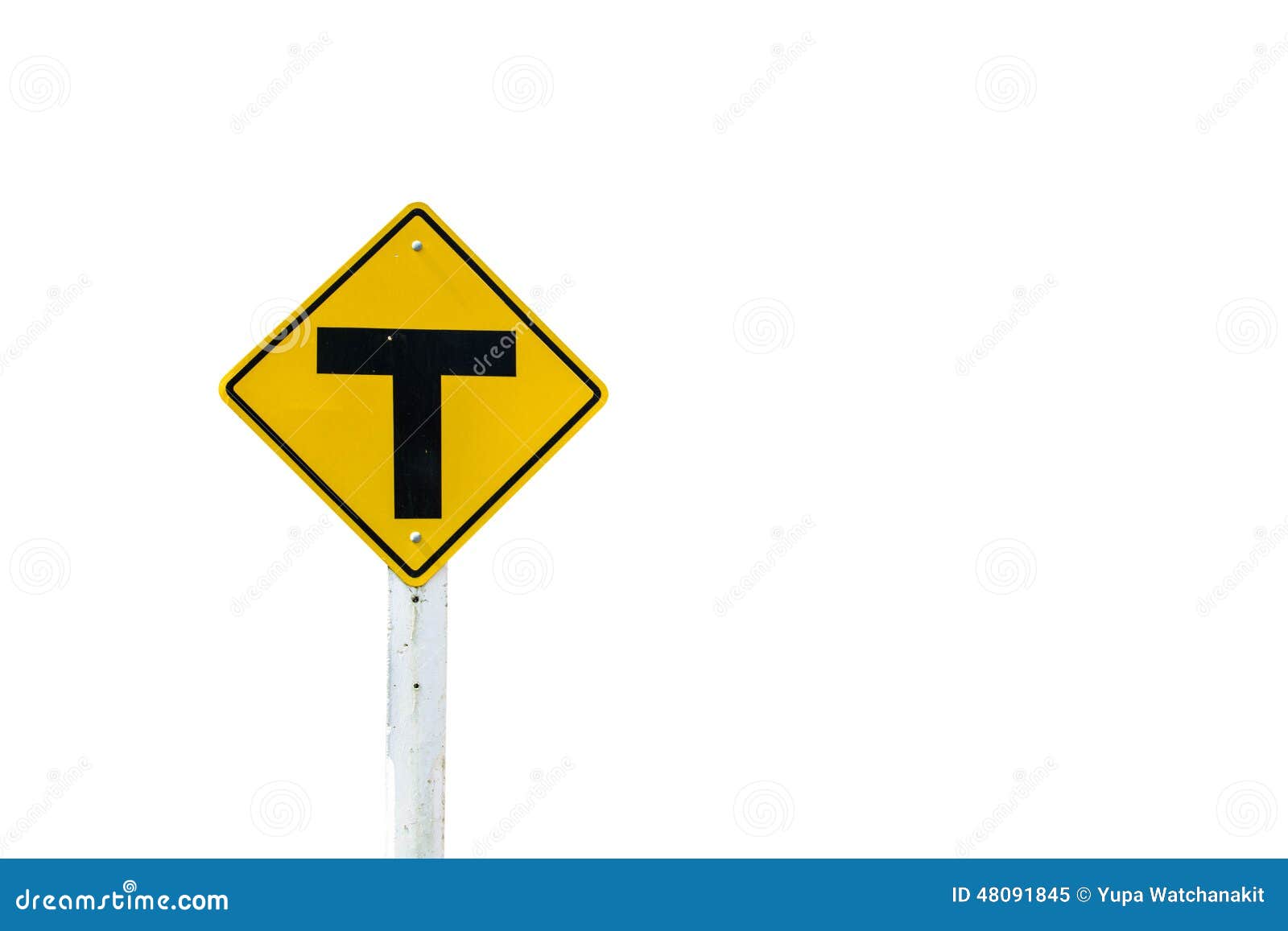 Three Way Junction Warning Sign Board, Intersection Traffic Sign On The ...