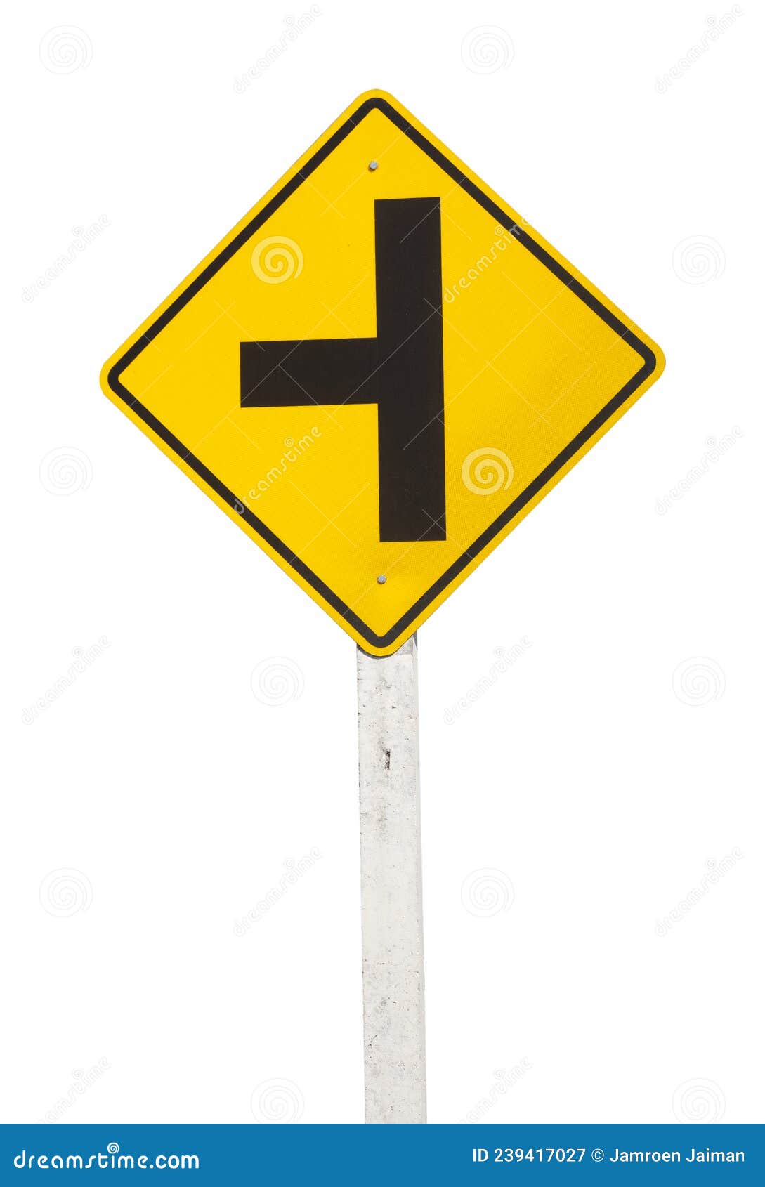 Three Way Junction Warning Sign Board, Intersection Traffic Sign On The ...