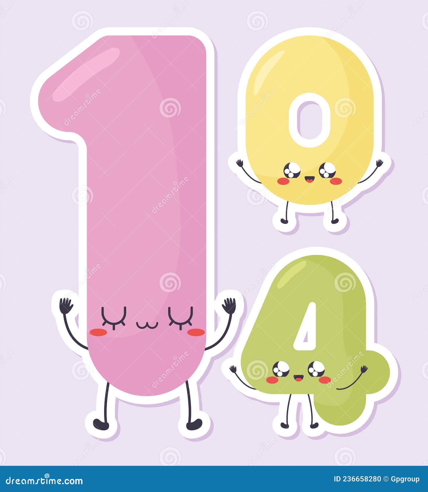 Three kawaii numbers stock vector. Illustration of face - 236658280