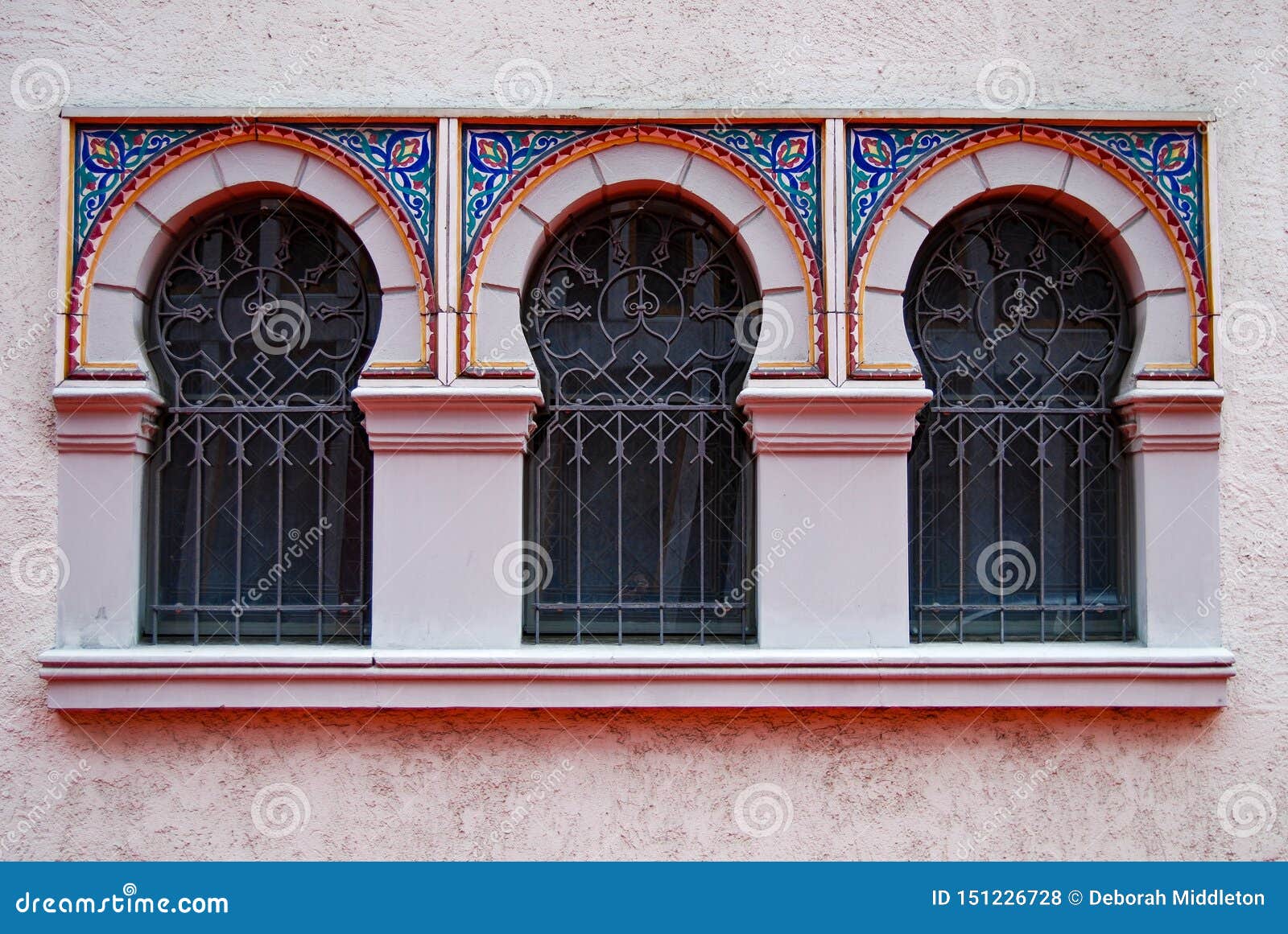 Keyhole Windows with Tile Work Stock Photo - Image of frame ...