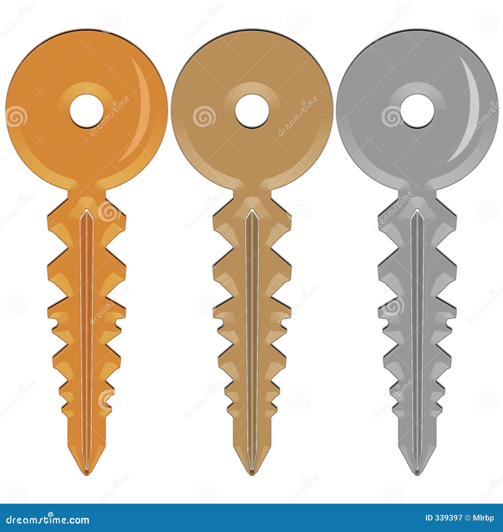 Three Keys stock illustration. Illustration of copper, success - 339397