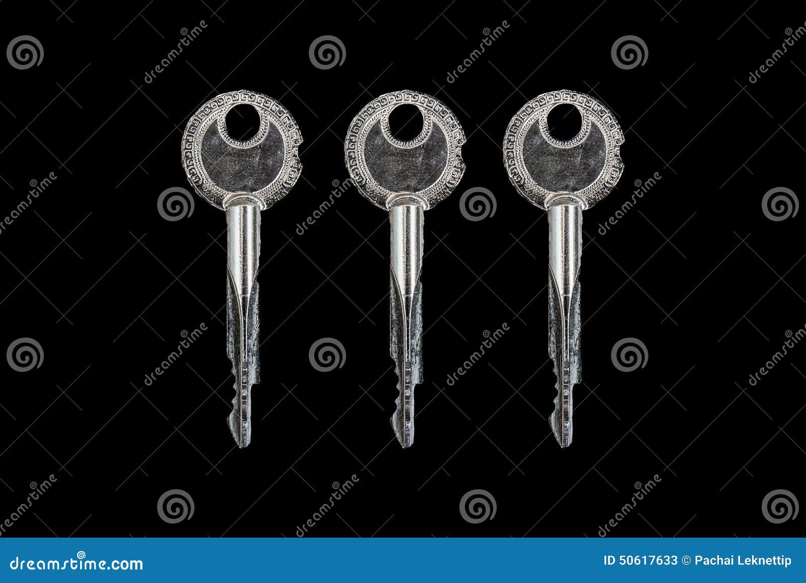 Three Keys on Black stock image. Image of metallic, turn - 50617633