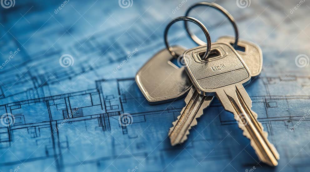Three Keys Resting on a Blueprint, Symbolizing Construction and Design ...