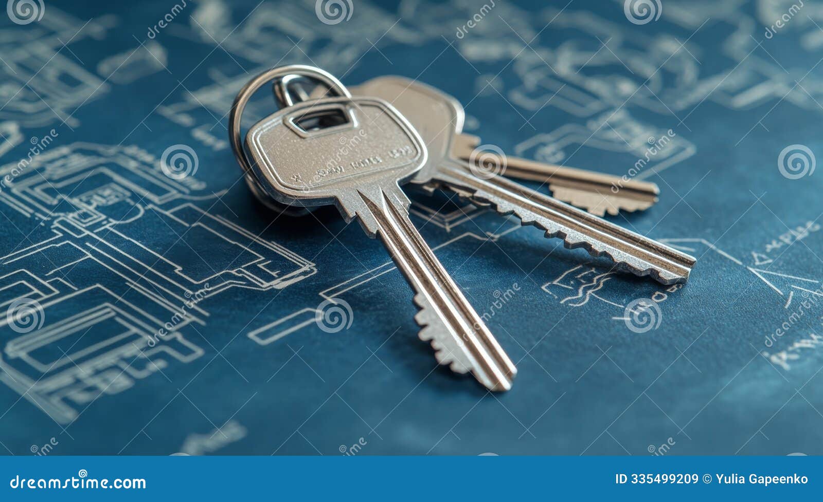 Three Keys Resting on a Blueprint, Symbolizing Construction and Design ...