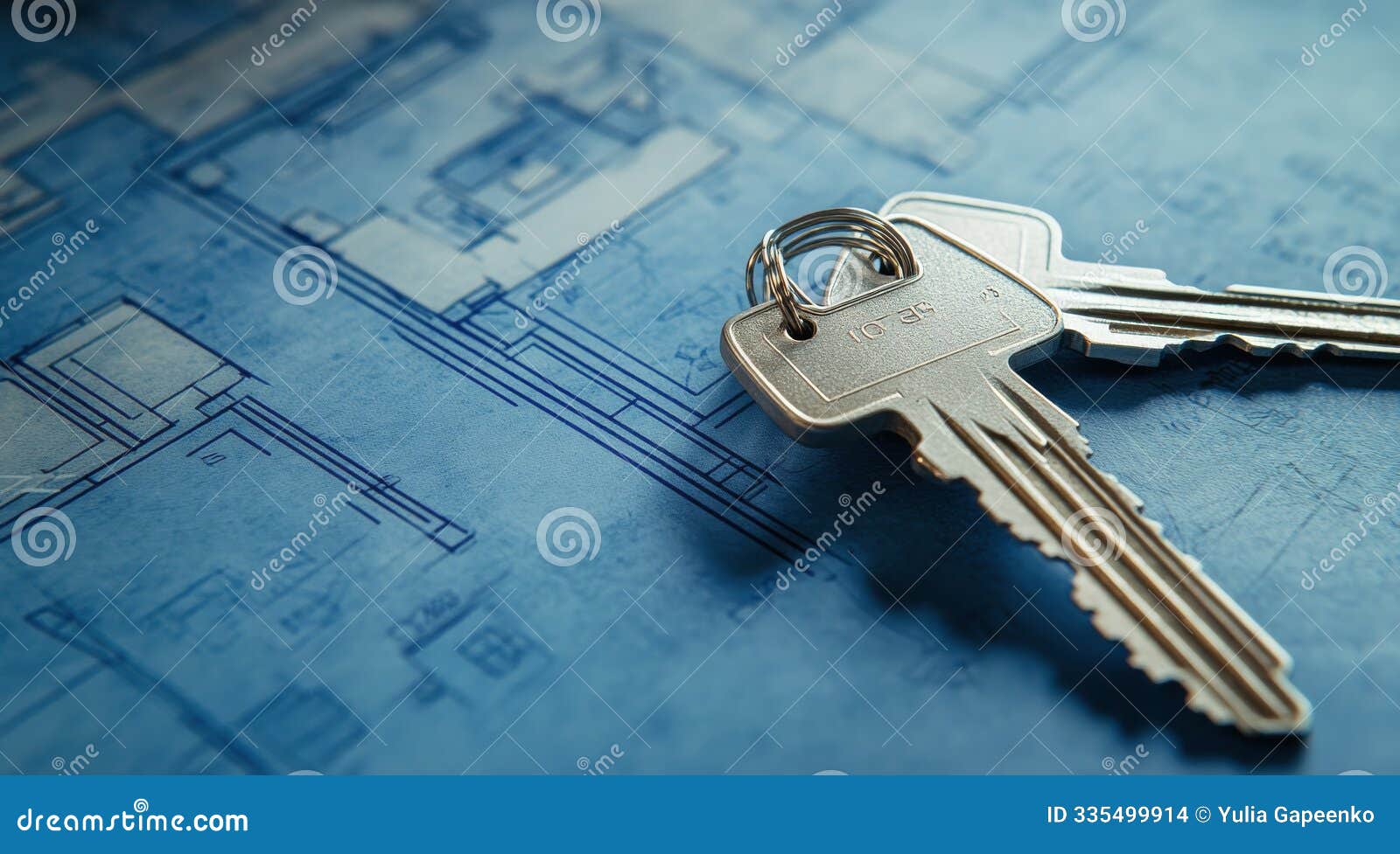 Three Keys Resting on a Blueprint, Symbolizing Construction and Design ...