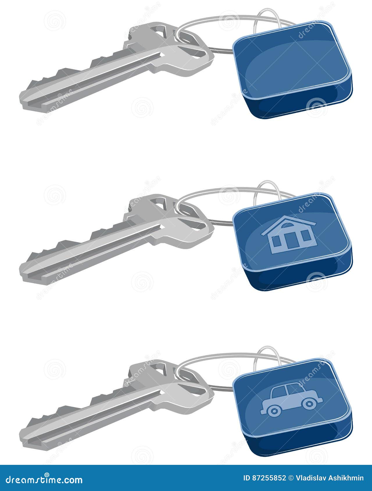 Three keys set stock vector. Illustration of logo, real - 87255852