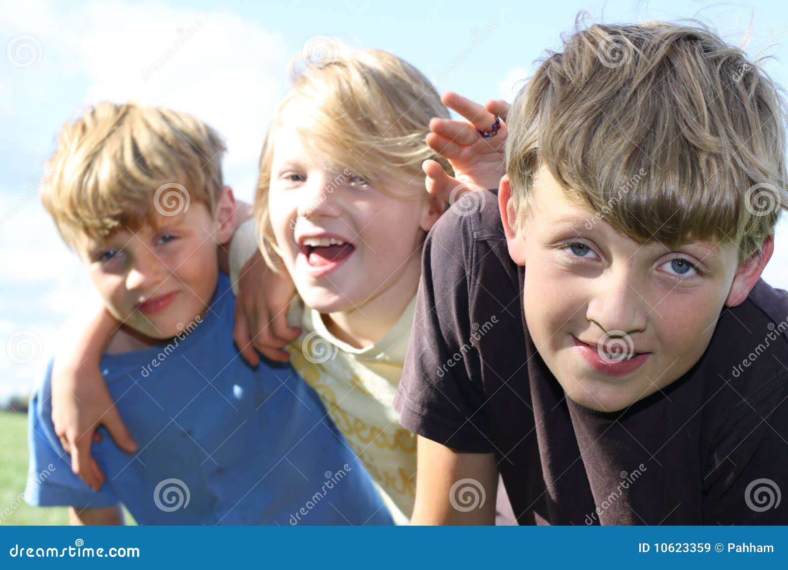 Three kids stock image. Image of female, lifestyle, little - 10623359