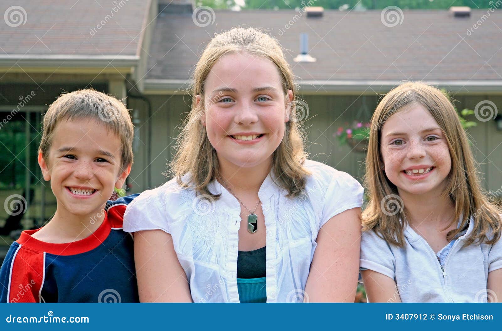 Three Kids stock photo. Image of kids, child, group, female - 3407912