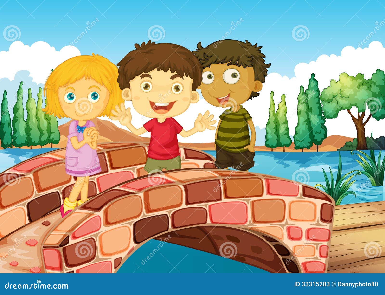 Three Kids Bridge Stock Illustrations – 9 Three Kids Bridge Stock ...