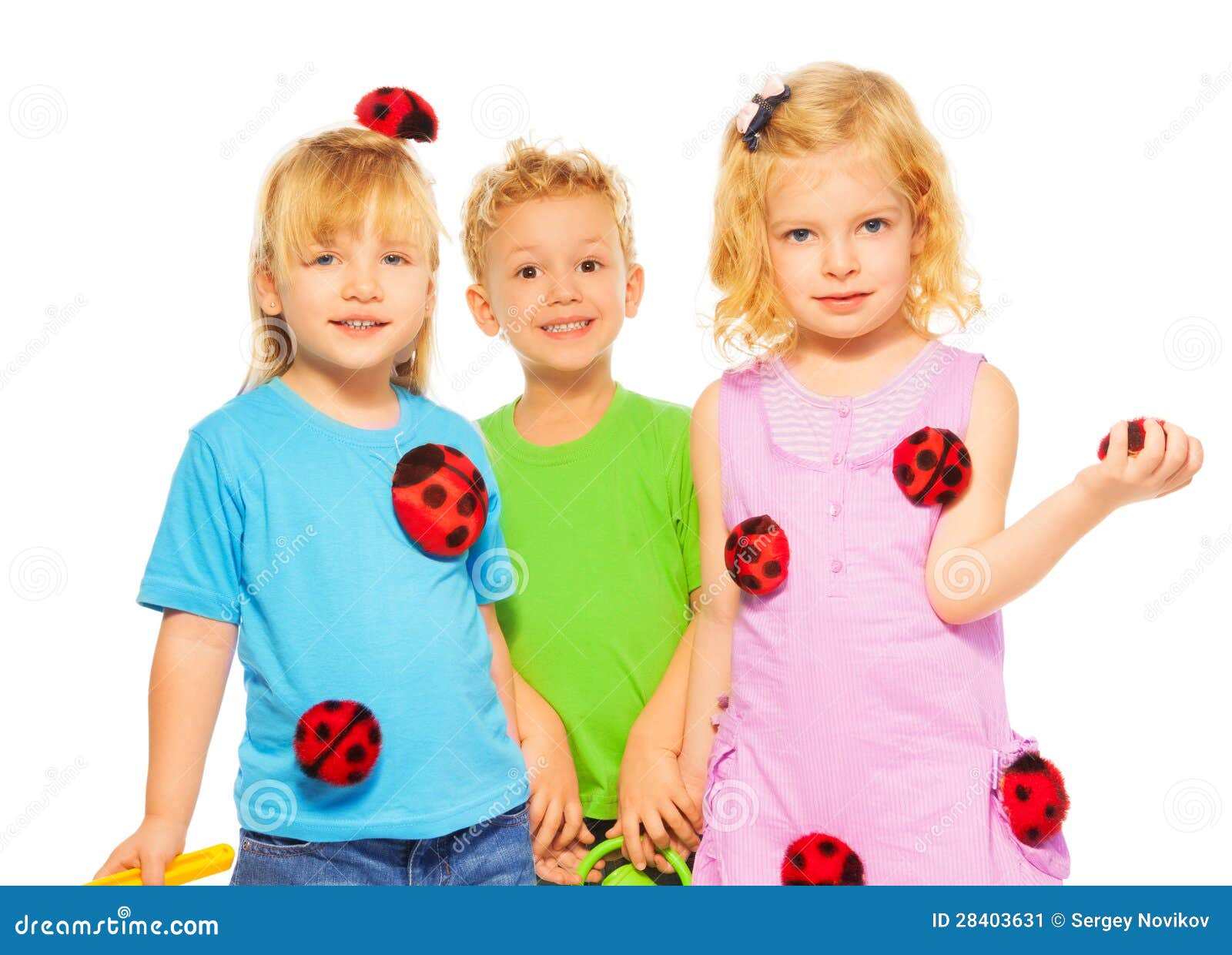 Three Kids Celebrating Spring Stock Image - Image of pink, little: 28403631