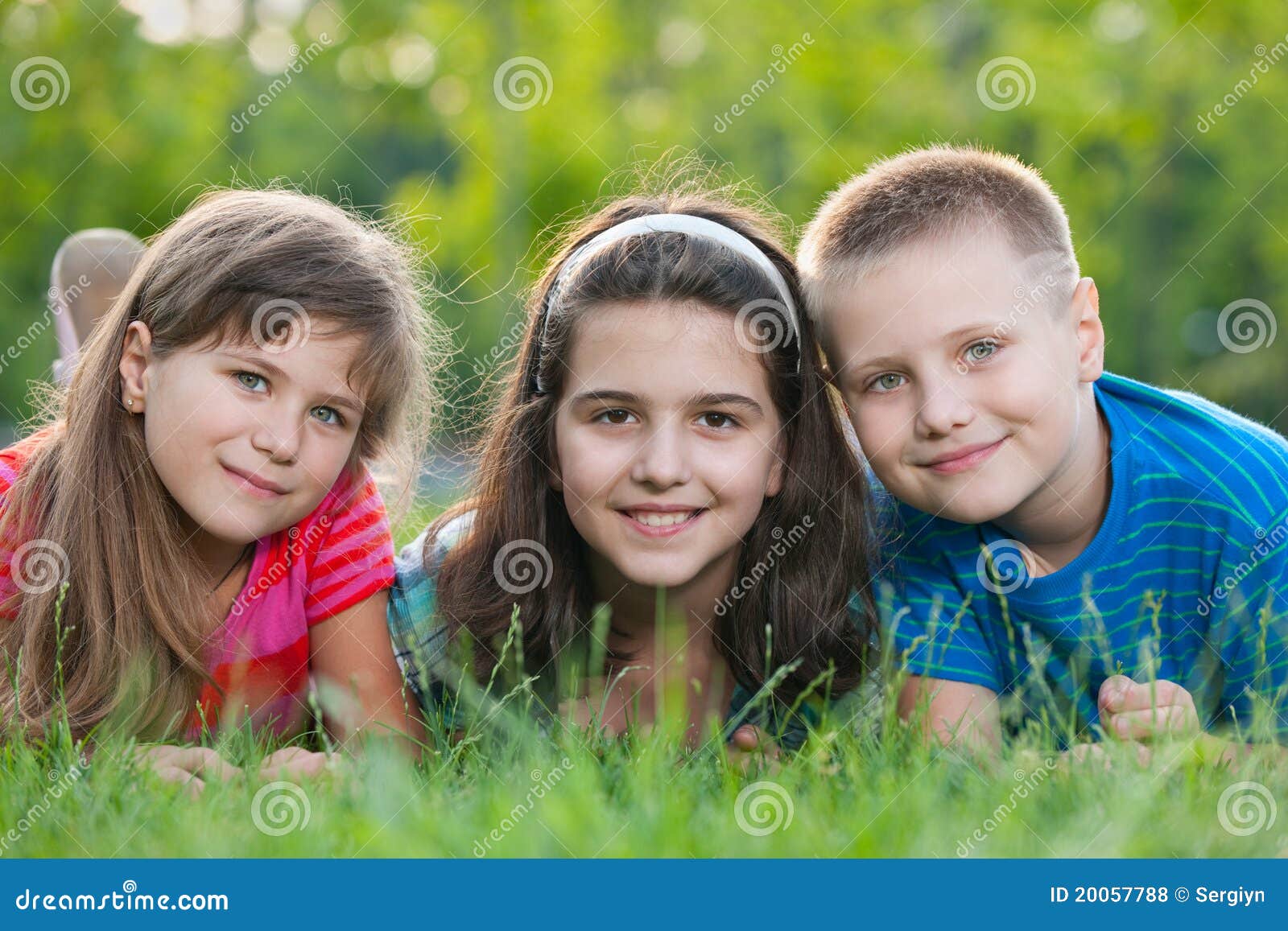 Three Kids On The Grass Royalty-Free Stock Image | CartoonDealer.com ...