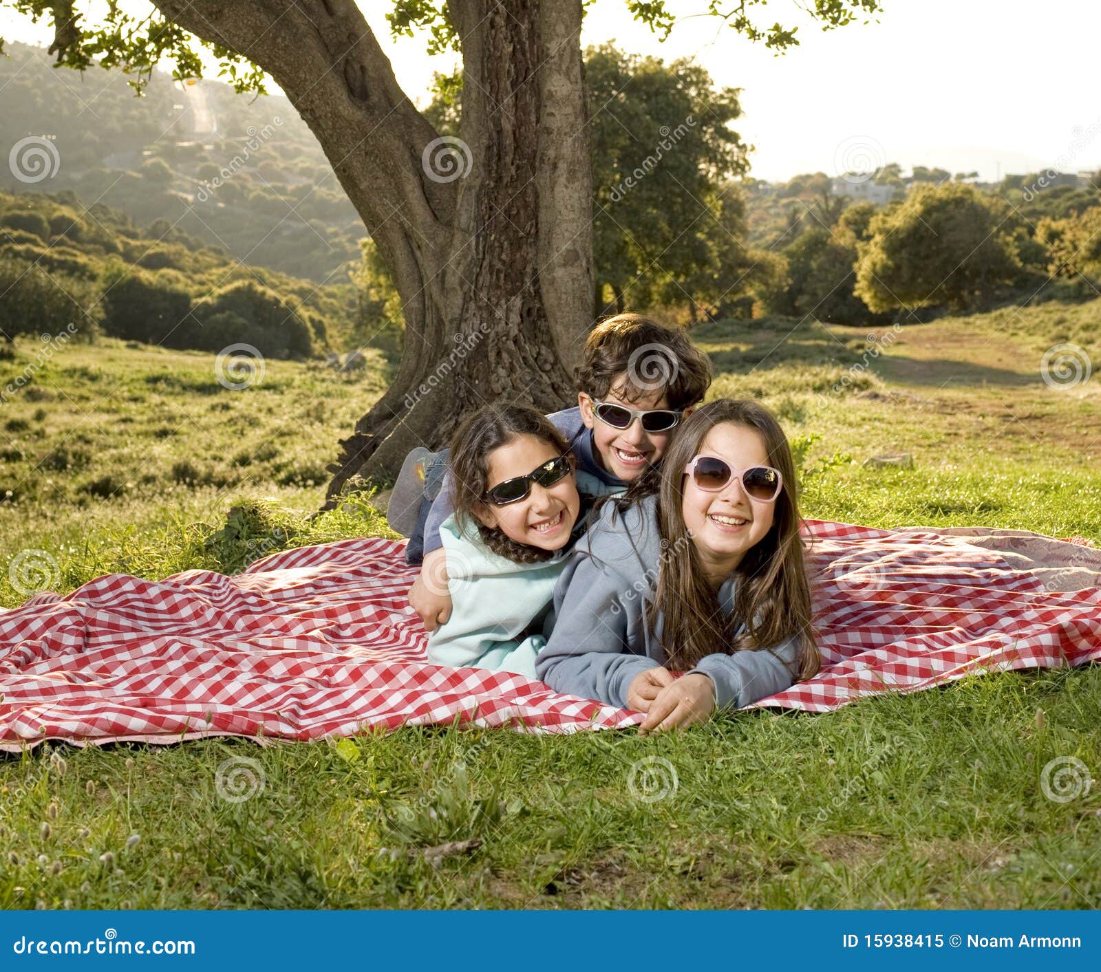 Three kids having fun stock image. Image of garden, park - 15938415