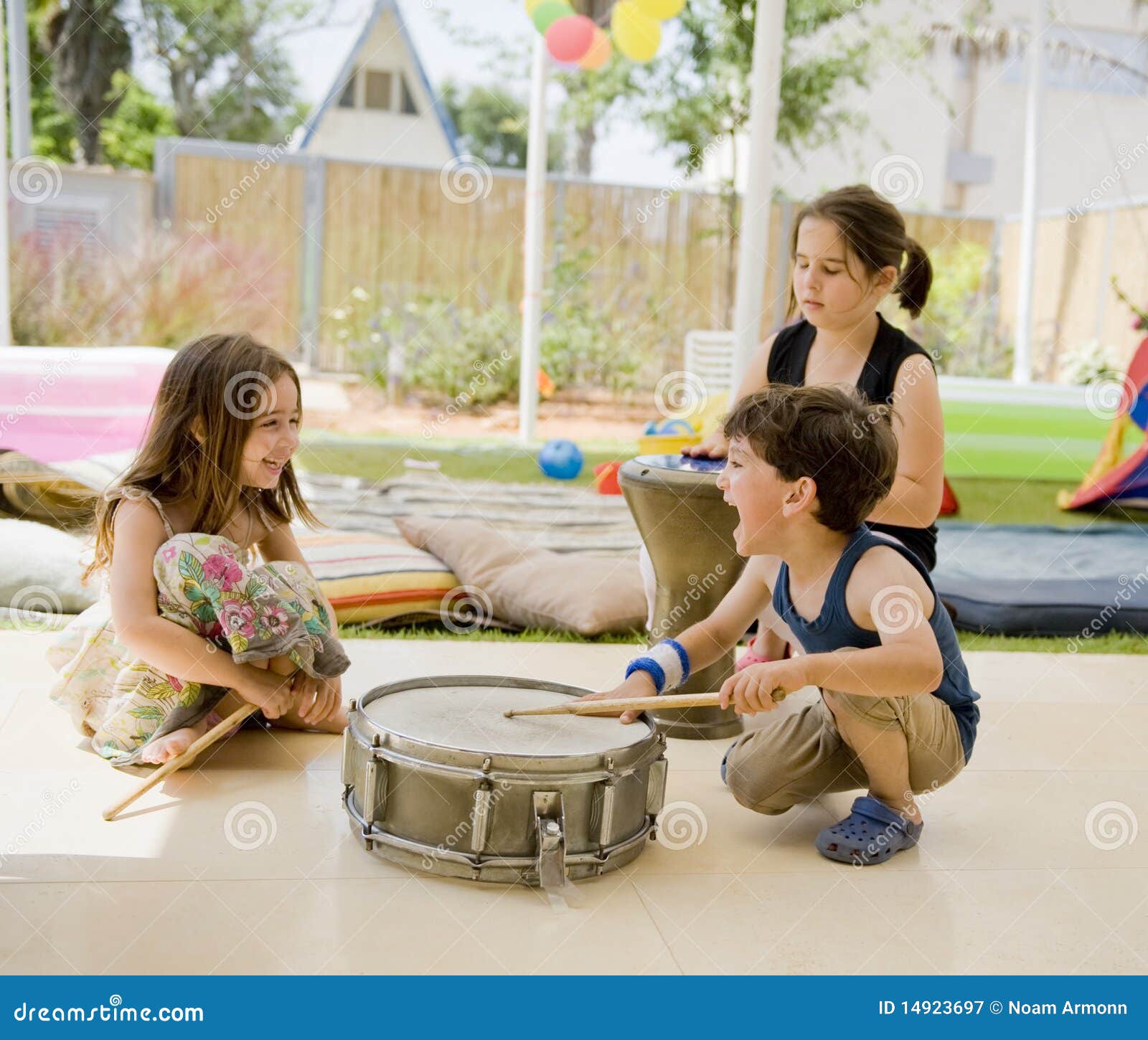 Three Kids Having Fun with Drums Stock Image - Image of front ... Three Kids Having Fun with Drums Stock Image - Image of front ...