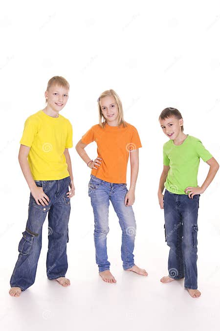 Three kids posing stock image. Image of attractive, model - 22294263